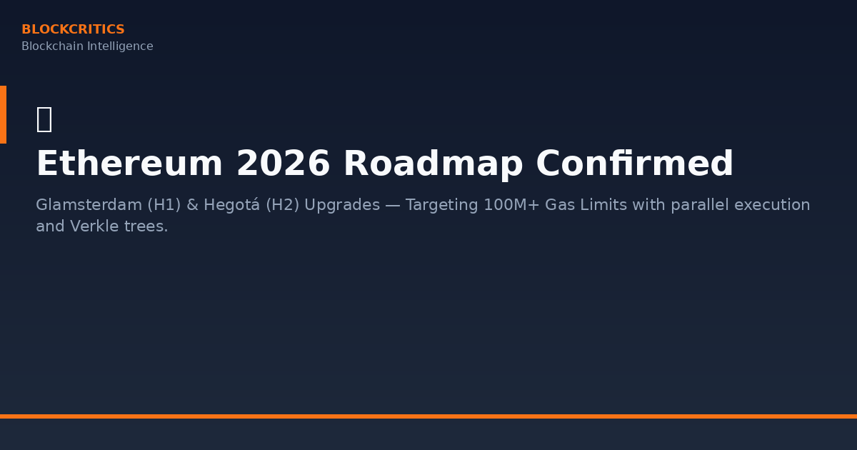 Ethereum Foundation Confirms 2026 Roadmap: Glamsterdam (H1) And Hegotá ...